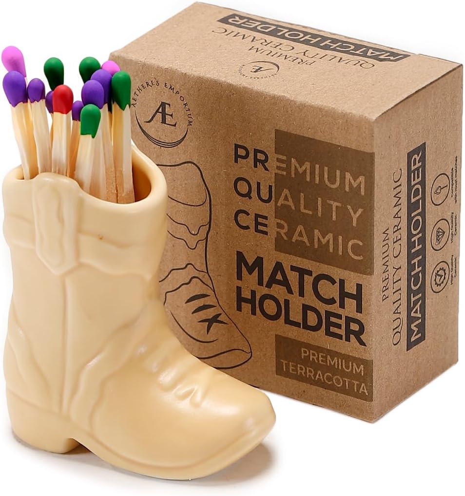Amazon.com: AetheresEmporium Ceramic Cowboy Boot Match Holder with ...