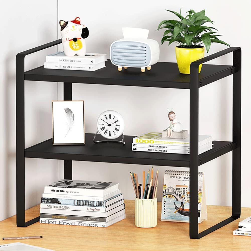 Desktop Organizer Shelf, 2 Tiers Desktop Storage Shelf, Desk Shelf ...