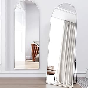Full Length Mirror 16.7"x60" Arched Aluminum alloy Large Standing Dressing Mirror Hanging ...