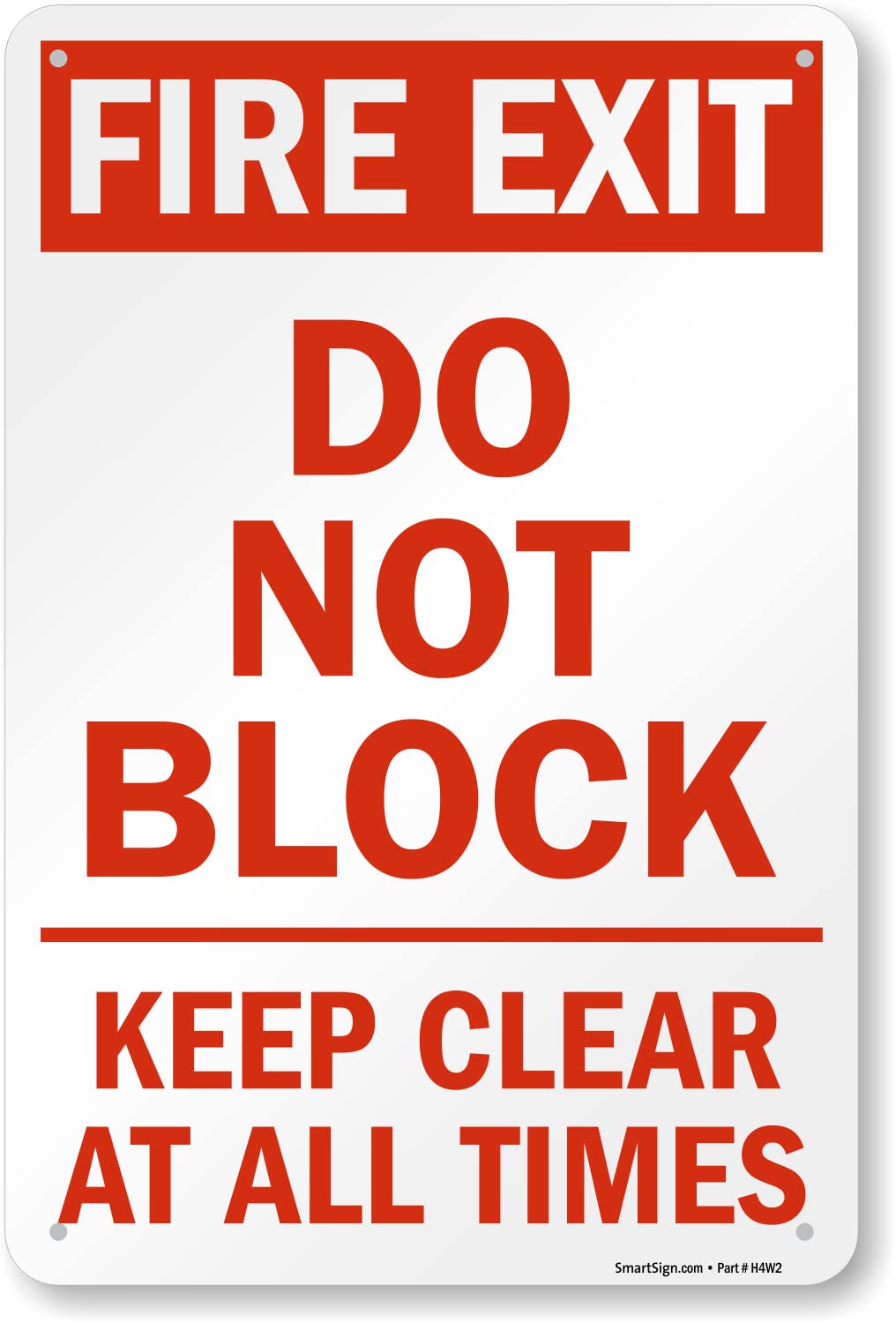 Amazon.com: SmartSign 18 x 12 inch “Fire Exit - Do Not Block, Keep ...