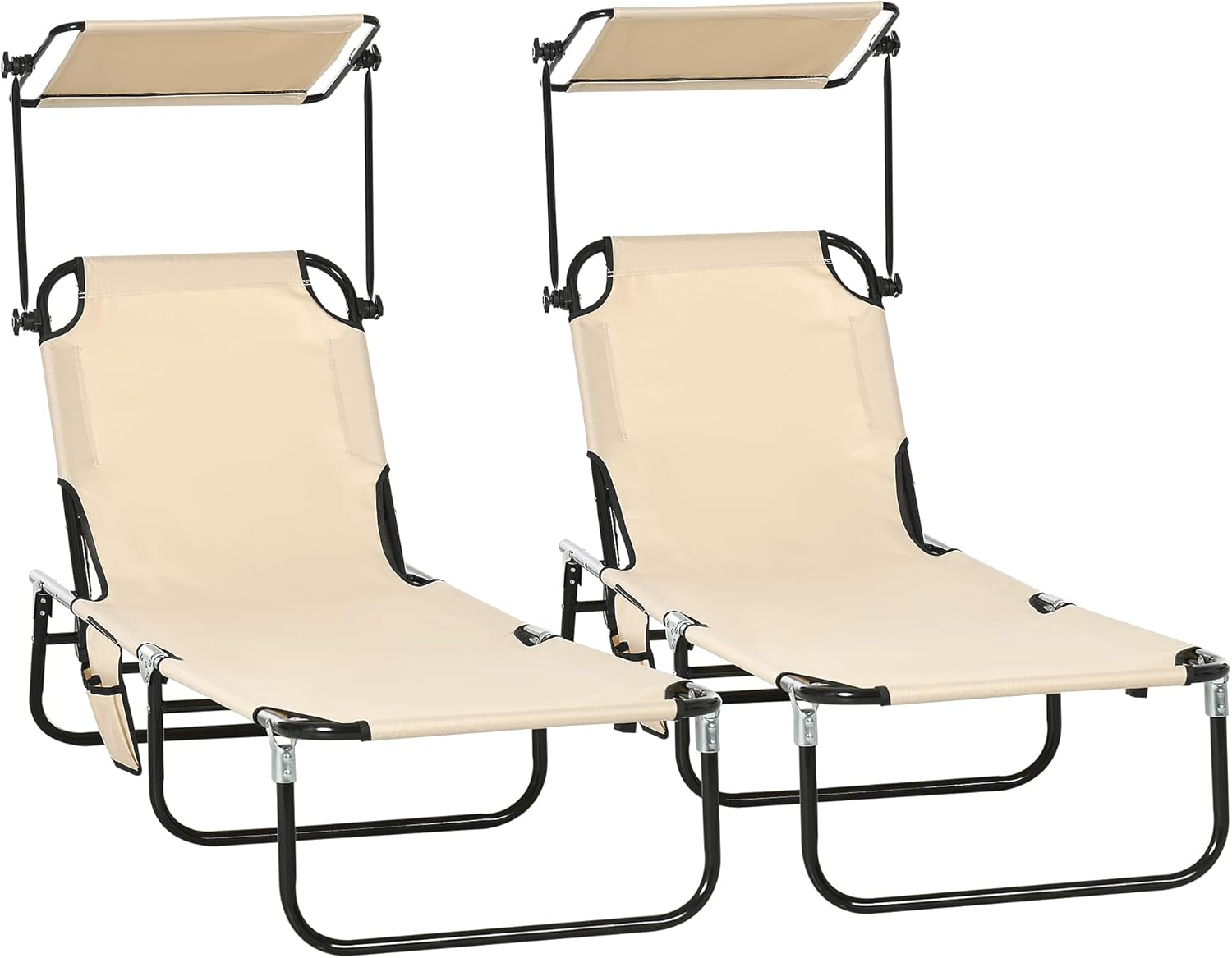 Amazon.com : Outsunny Folding Chaise Lounge Pool Lounge Chairs Set of 2 ...