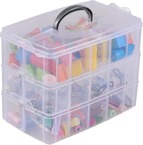 Amazon.com: Saedy 3-Tier Plastic Craft Storage Box with Adjustable ...