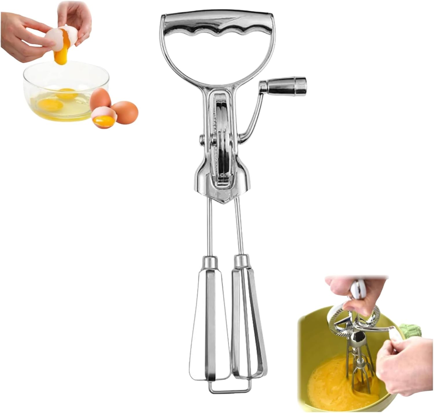 Amazon.com: ROKIE Stainless Steel Rotary Hand Whip Whisk Egg Beater ...