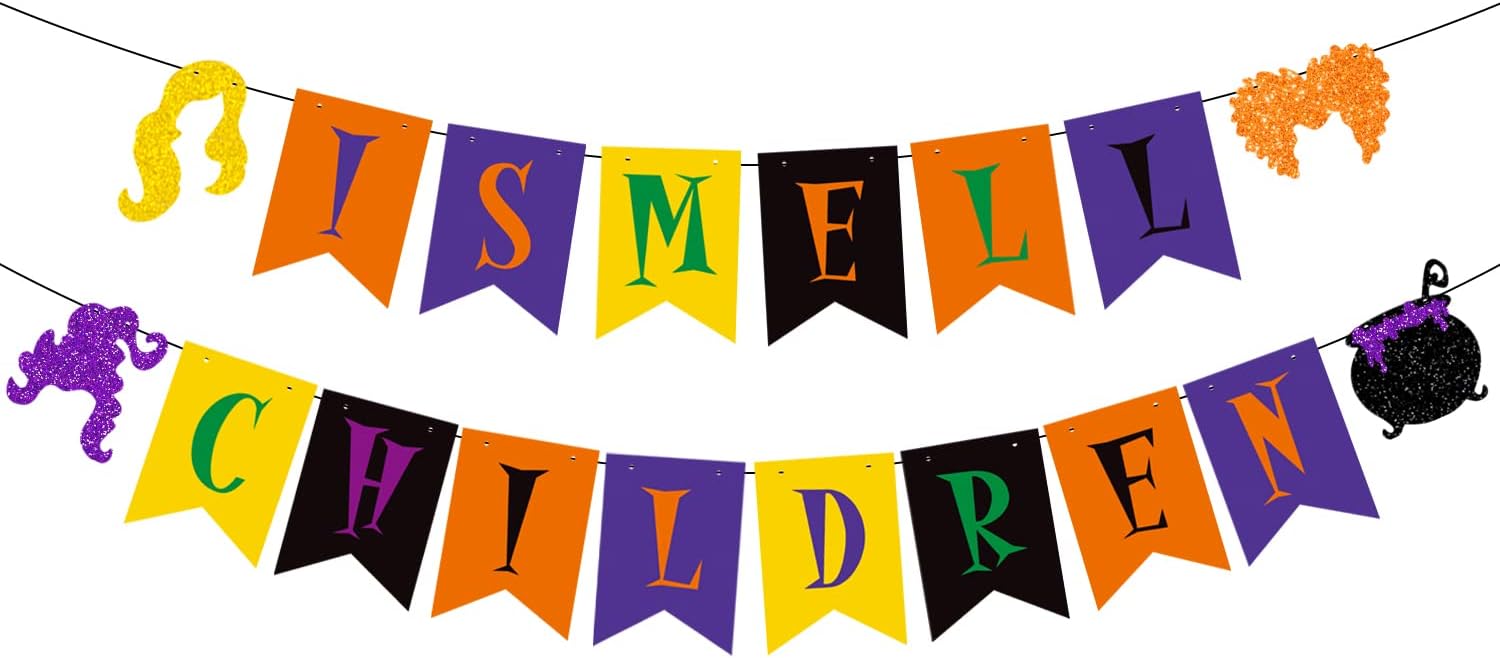Amazon.com: Glitter Hocus Pocus Banner I smell Children Glitter Banner ...