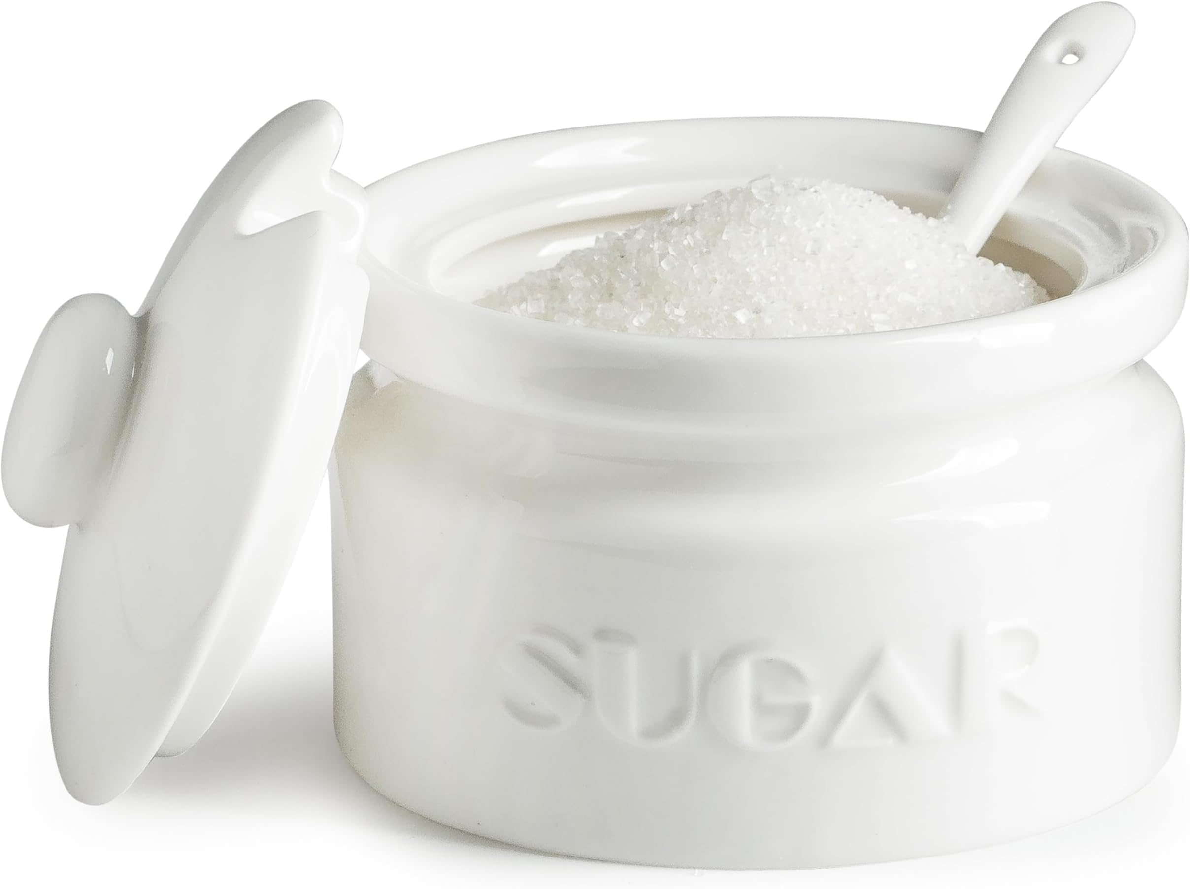 Amazon.com | SDALI HOME Sugar Bowl with Lid and Spoon,White Ceramic ...