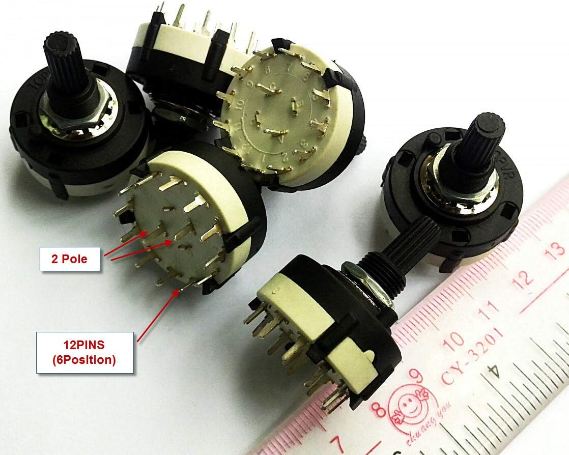 5pcs/lot Selector 2 Pole 2~6 Position PANEL PCB Wiring ROTARY Band ...
