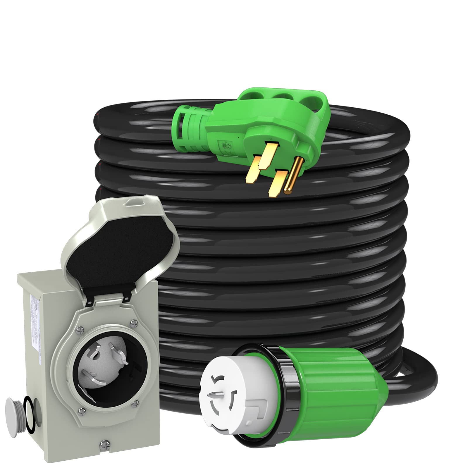 RVINGPRO 50 Amp Generator Cord 25FT and Pre-Drilled Power Inlet Box ...
