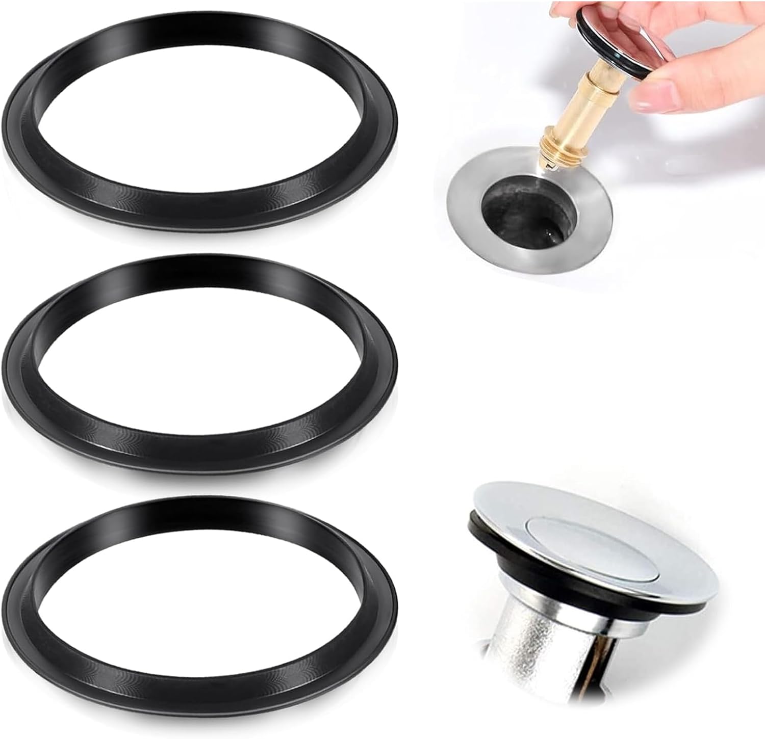 3 Pcs Bath Plug Seal 1.45inch/37mm, Bath Plug Replacement O-Rings Seal ...