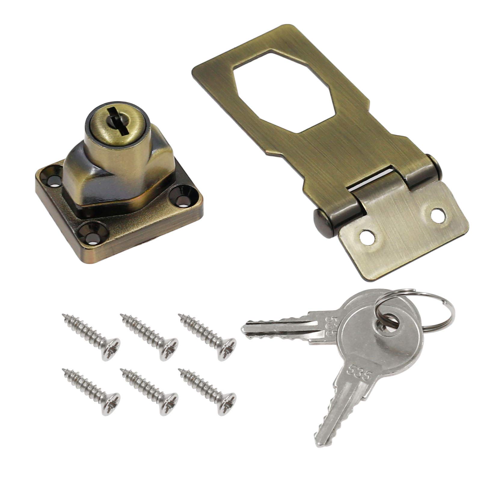 Snapklik.com : Kyuionty 2Pcs Keyed Hasp Locks 2.5 Inch Twist Knob Keyed ...
