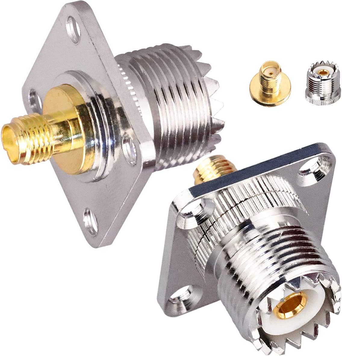 TUOLNK SMA Female to UHF Female Jack Panel Chassis Mount RF Coax Adapter SO239 PL259 UHF to SMA ...