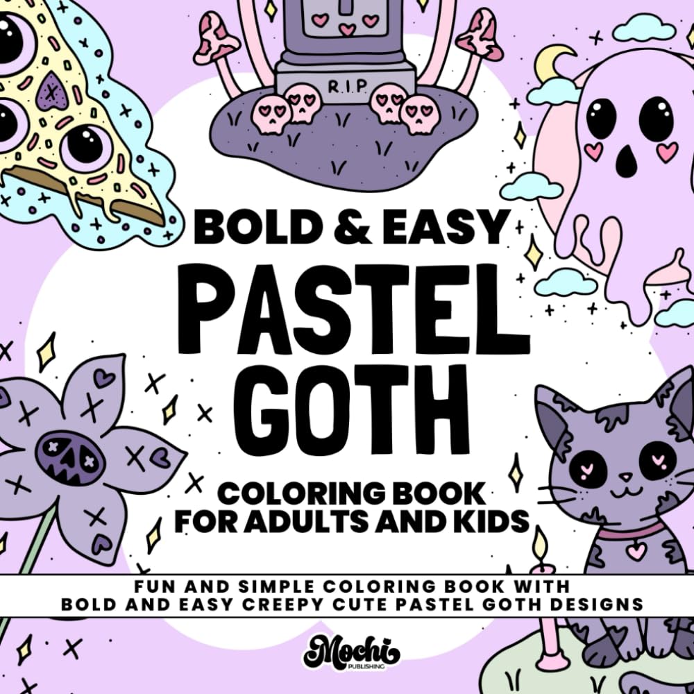Amazon.com: Pastel Goth Bold & Easy Coloring Book for Adults and Kids ...
