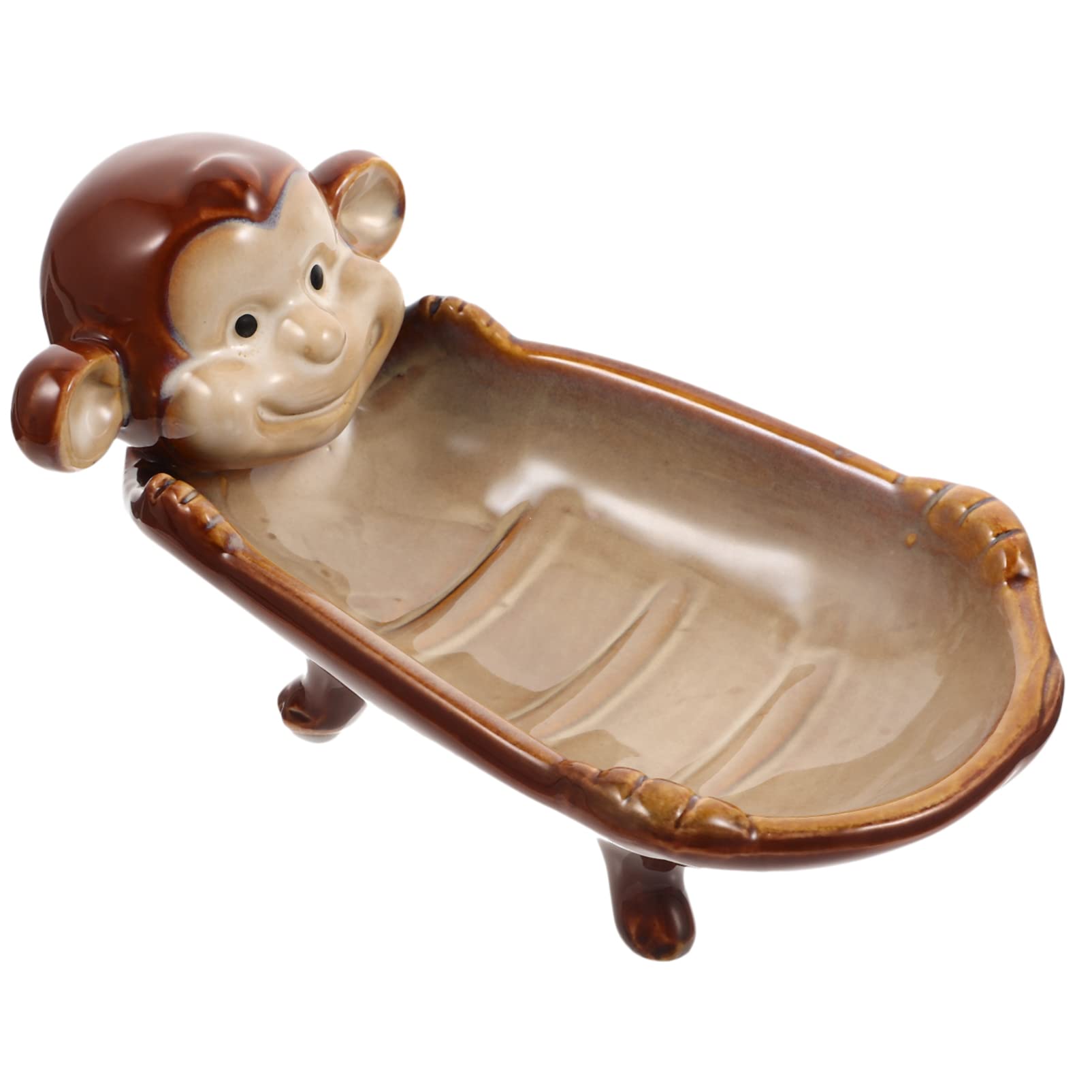 Amazon.com: Healvian Ceramic Monkey Soap Dish Countertop Soap Sponge ...
