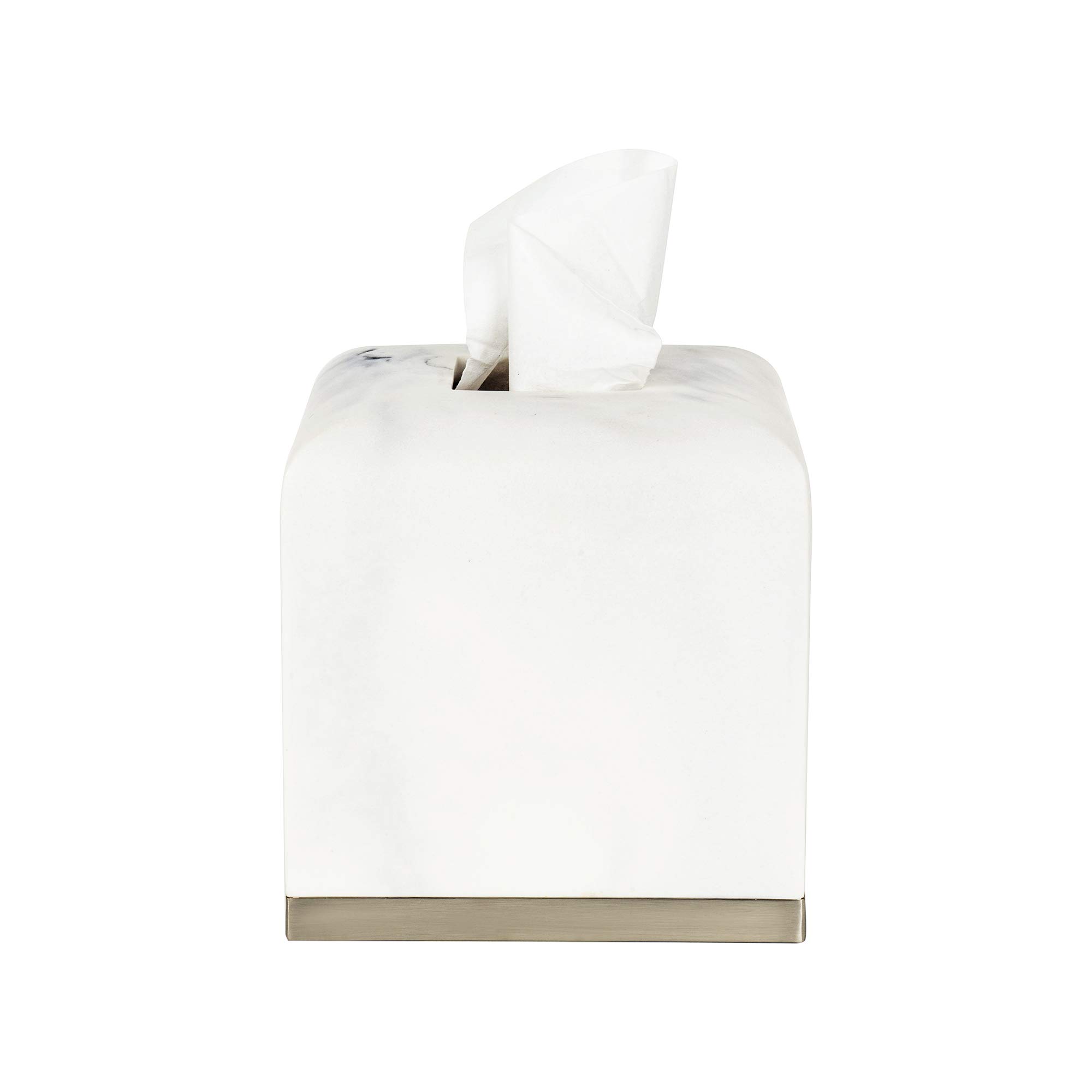 Amazon.com: nu steel Misty Silver Tissue Box Holder in Resin Marble ...