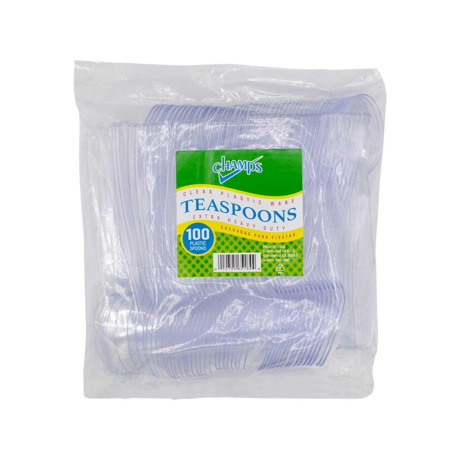 Buy CHAMPS- Heavy Duty Large Clear Plastic Disposable Tea Spoon 100 ...