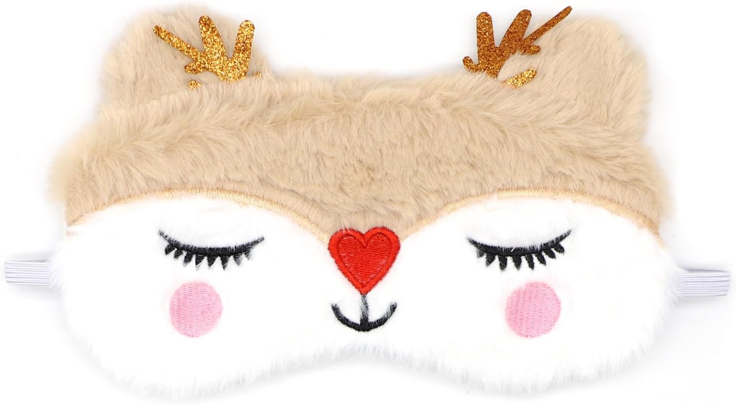 Eye Mask for Sleeping, Christmas Reindeer Eye Masks Soft Fluffy Plush ...