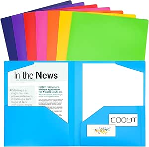 Amazon.com : EOOUT 8 Pack Plastic Pocket Folder, Heavy Duty Folders ...