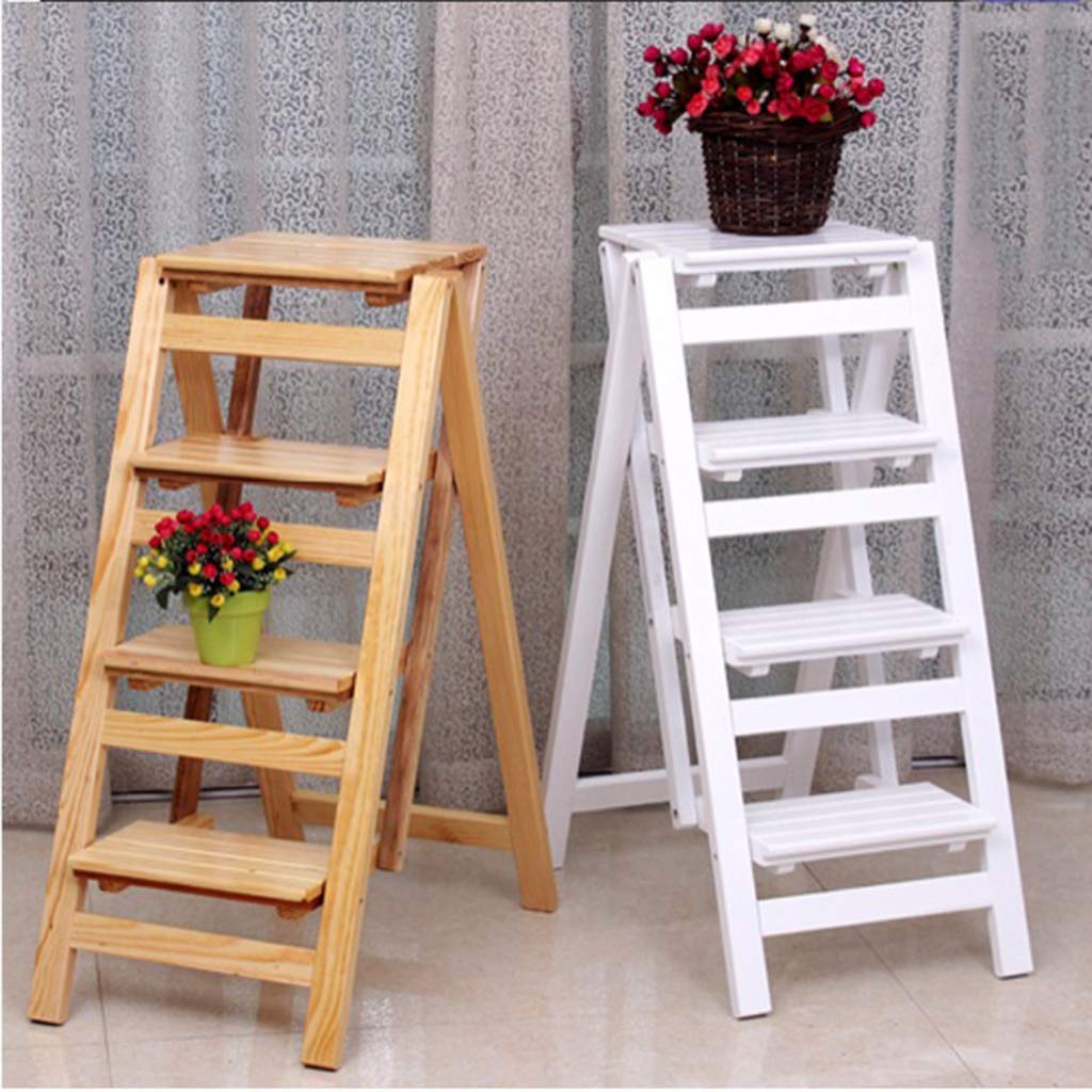 Buy ZYLZL Folding Portable Ladder Step Stool Fashion Solid Wood Folding ...