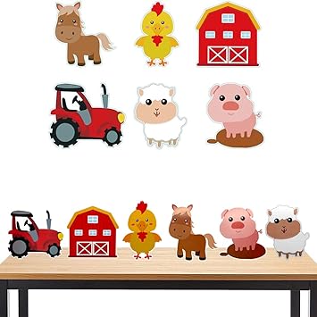 Amazon.com: 6 Pcs Farm Themed Party Supplies Farm Animals Centerpieces ...