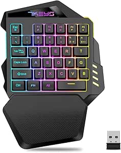 domoi One Hand Wireless Gaming Keyboard RGB Backlit Portable Mini ...
