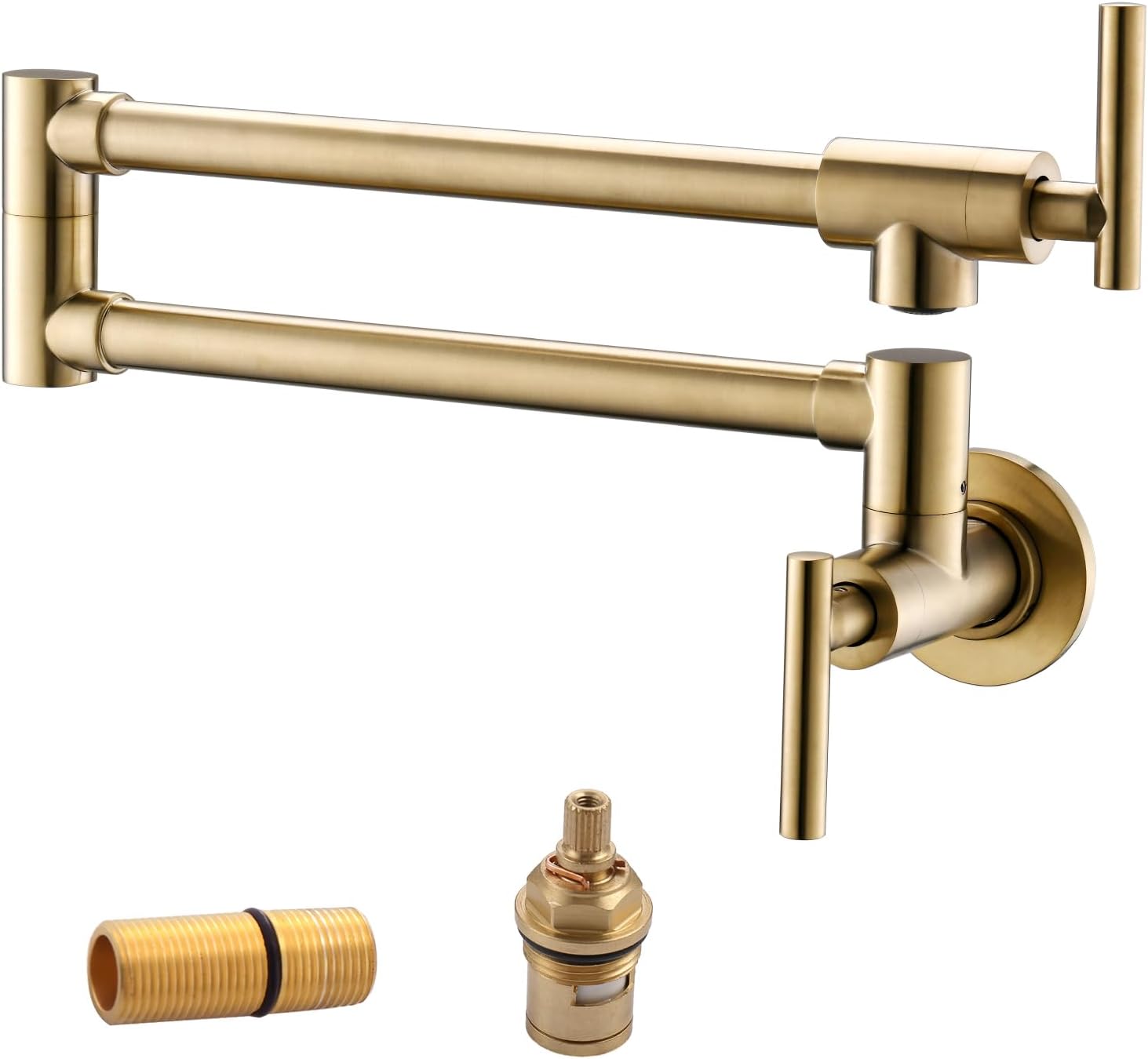 CASAINC Pot Filler Kitchen Faucet,Brushed Gold Commercial Wall Mount ...