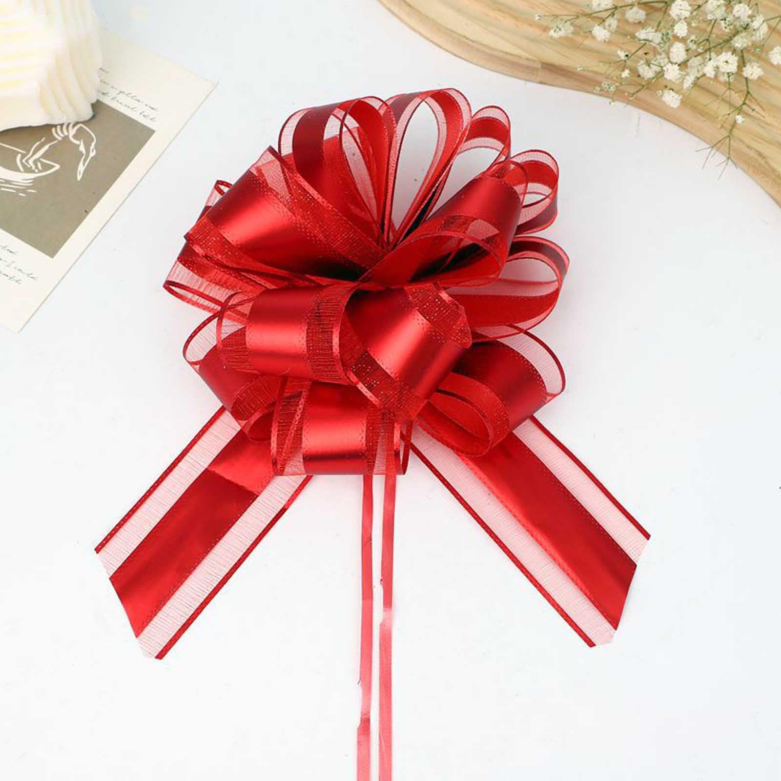 Amazon.com: GAKA 10 Pieces Red Pull Bow, 6 inch Big Pull Bows for ...