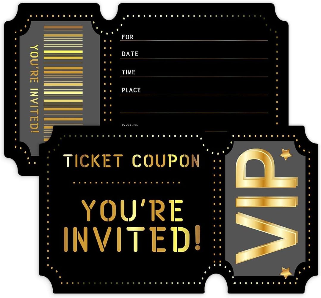 wuguimeii 20 VIP Ticket Coupon Invitations with Envelopes Invite for ...
