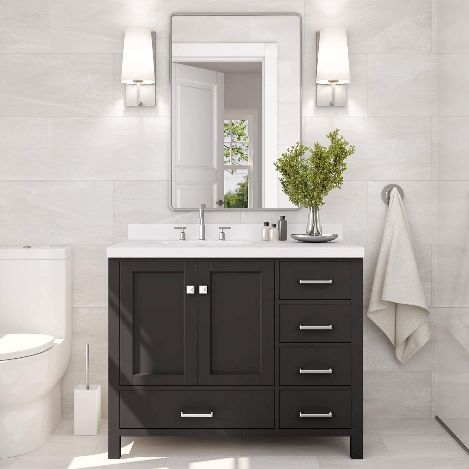 Amazon.com: ARIEL Bathroom Vanity 43" Inch with Pure White Quartz ...