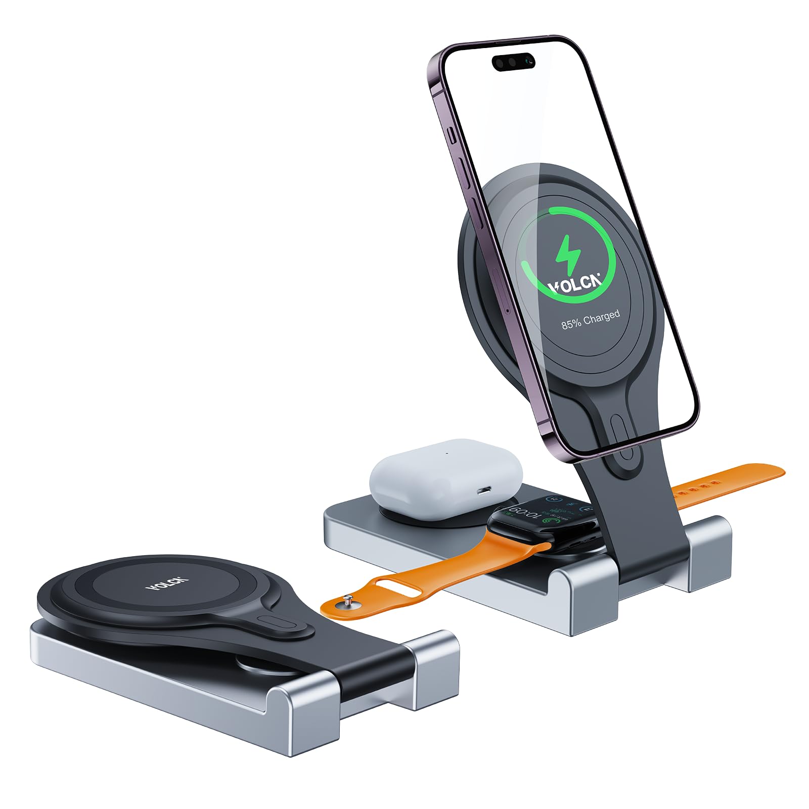 Amazon.com: VOLCN 3 in1 Magntic Wireless Charger, Foldable Wireless ...