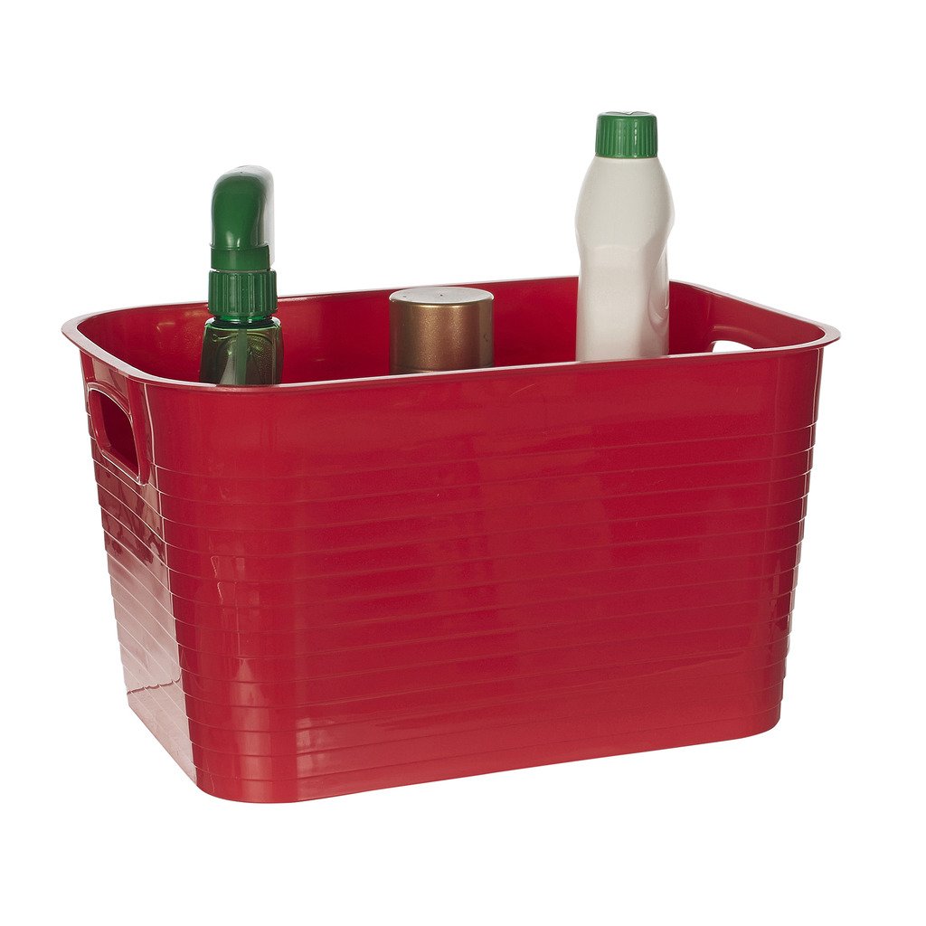 Howards Flex Plastic Storage Container Tub Rectangle 28 Litre - Red ...
