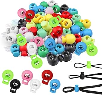 HEKOBAG 60Pcs Single Hole Spring Cord Locks, Multicolor Cord Lock End ...
