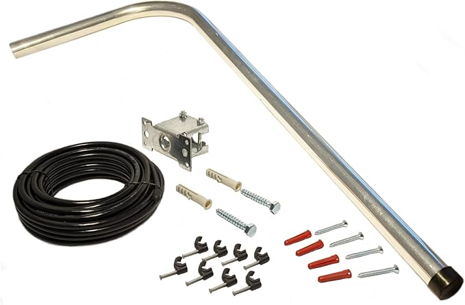 Outdoor TV Aerial Installation Kit with Wall Bracket, 10m Coaxial Cable ...