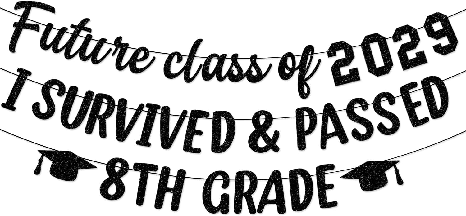 Amazon.com: PTFNY Glitter Straight Outta 8th Grade Banner 2025 Eighth ...
