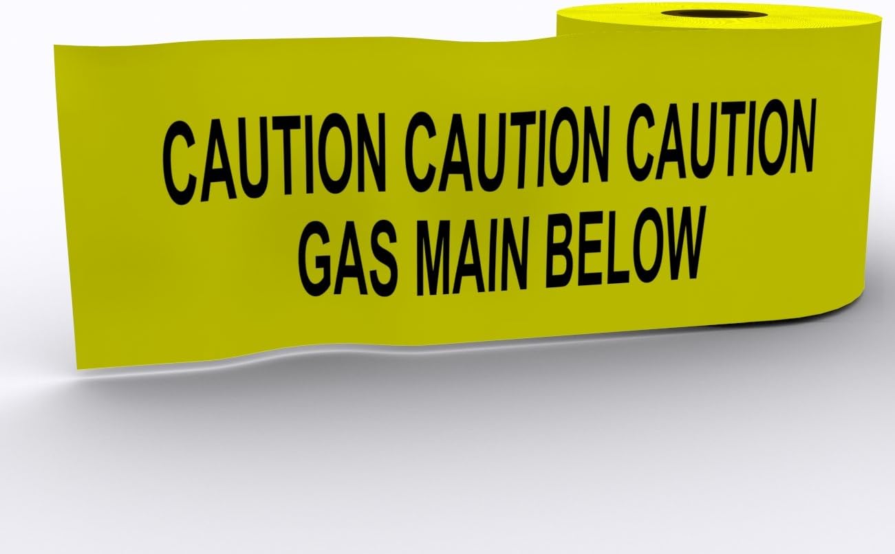 Caution Gas Main Below Underground Warning Tape 6" x 365 Meters ...