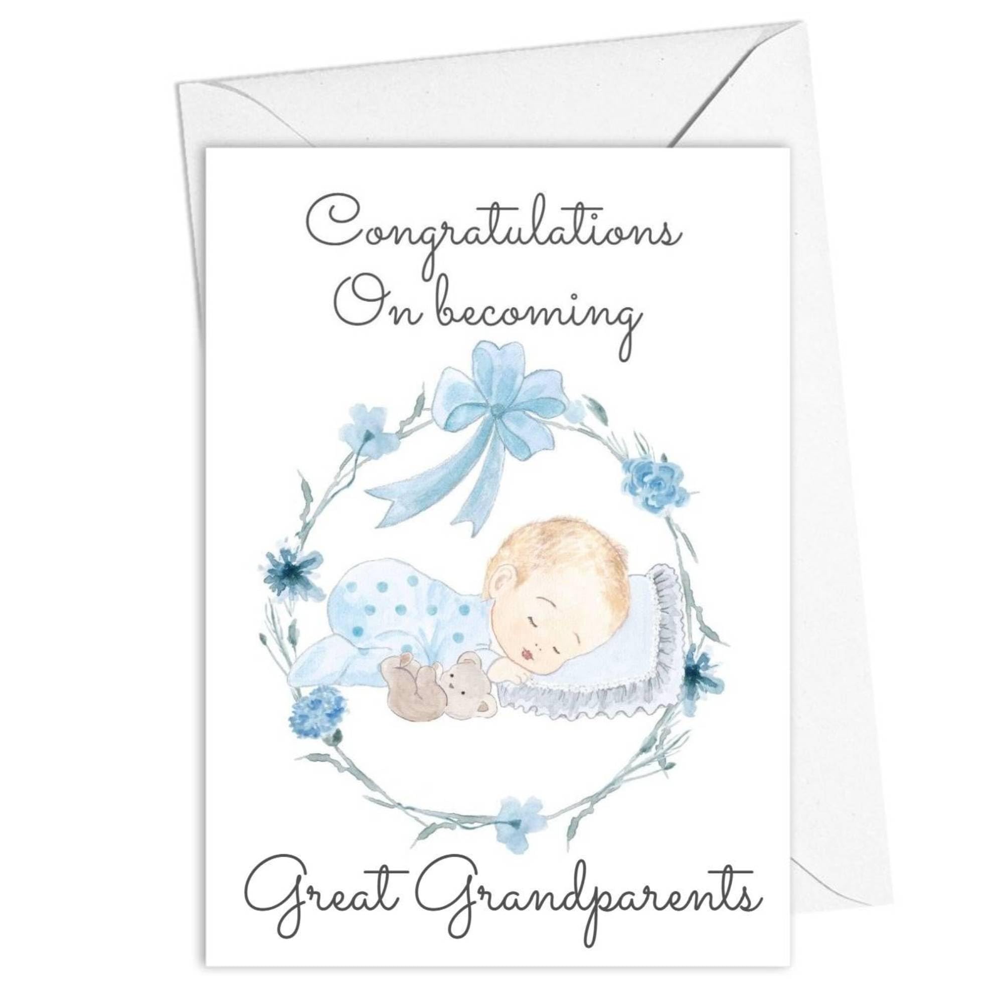 Congratulations On Becoming great grandparents Card New Baby Boy ...