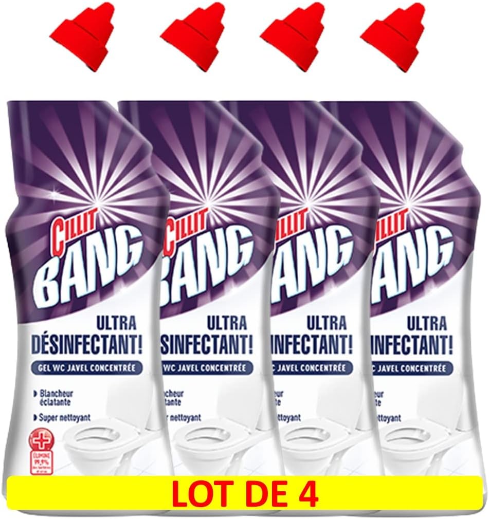 CILLIT BANG Lot de 4 Gels WC Nettoyant Surpuissant Javel - 750 ml : Amazon.fr: Epicerie