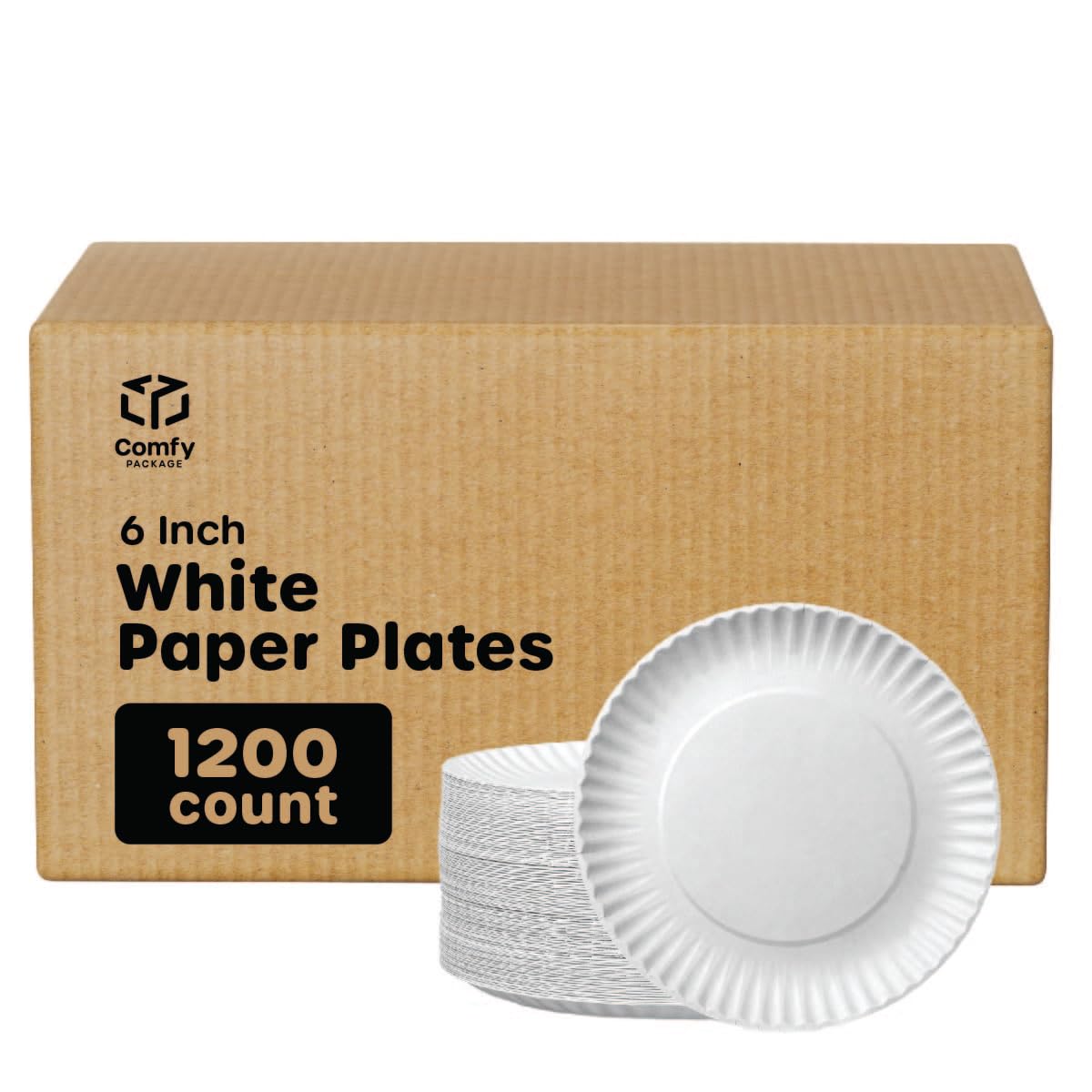 Amazon.com: Comfy Package [Case of 1200 6 Inch Uncoated White Paper ...