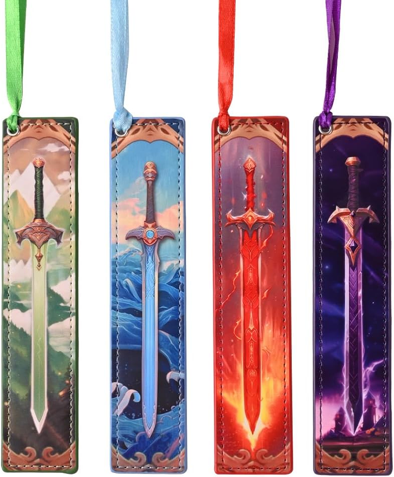 Amazon.com: ZQZYMXQ 4Pcs Leather Sword Bookmarks for Men, Cool Fantasy ...