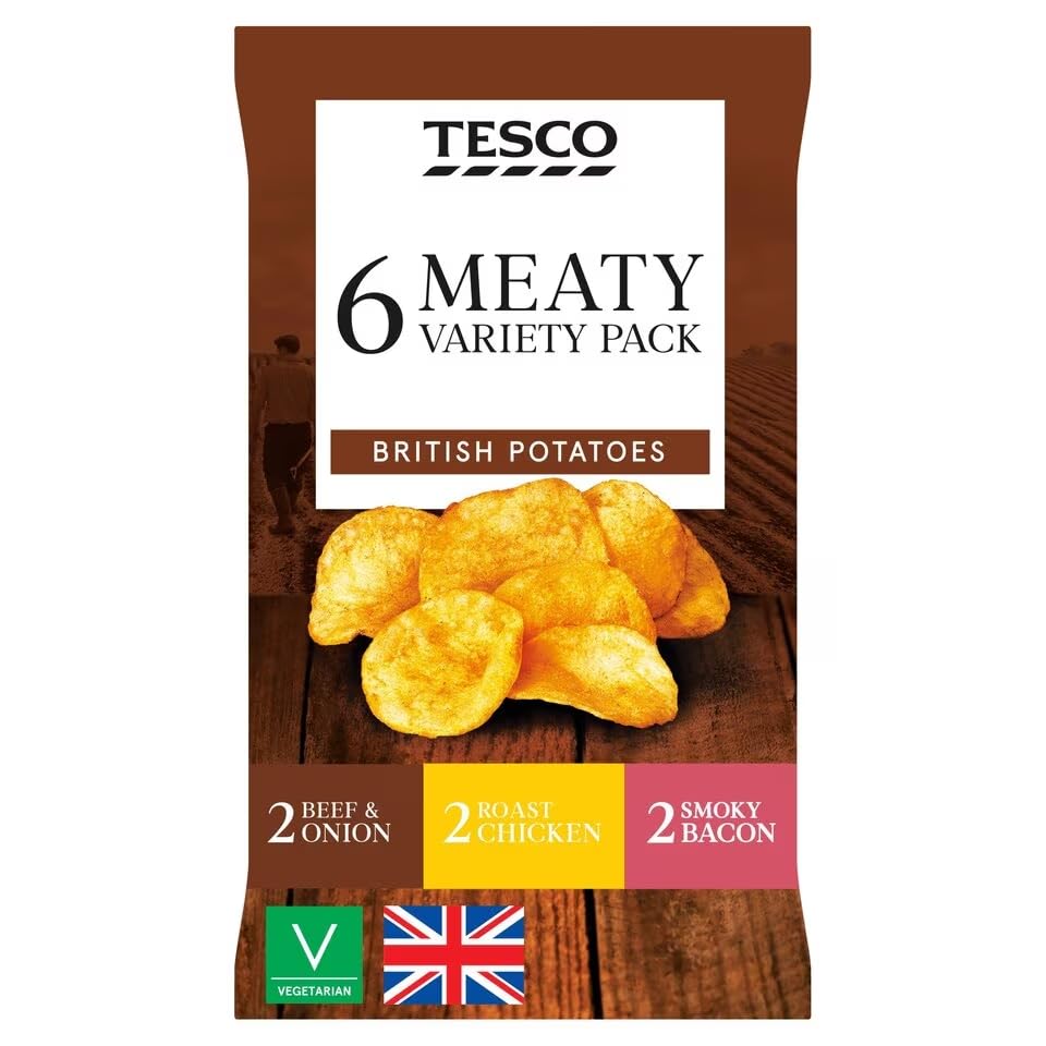 Buy Meaty Variety Crisps 6X25g(3 Pack), 2 Beef and onion flavour potato ...