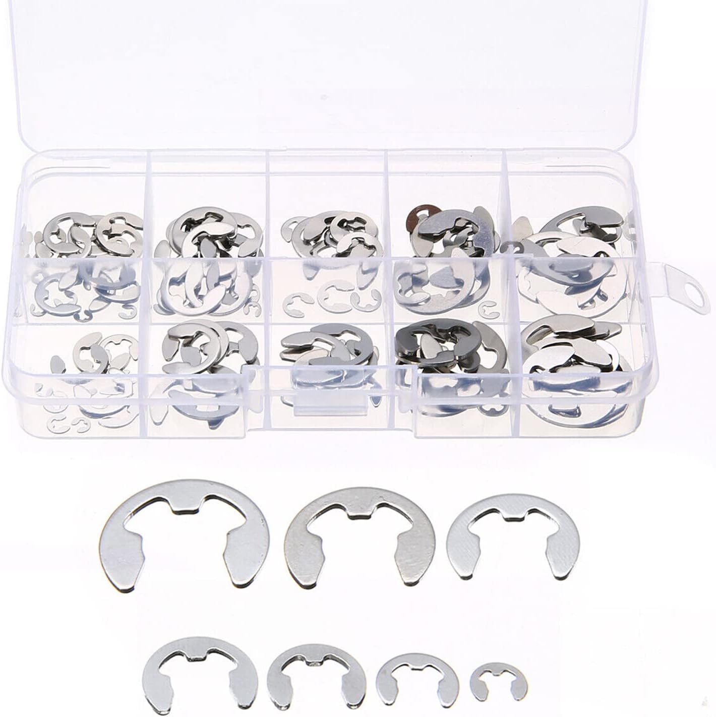120Pcs Stainless Steel E-Clip Kit Set, 120Pcs Retaining Snap Rings ...