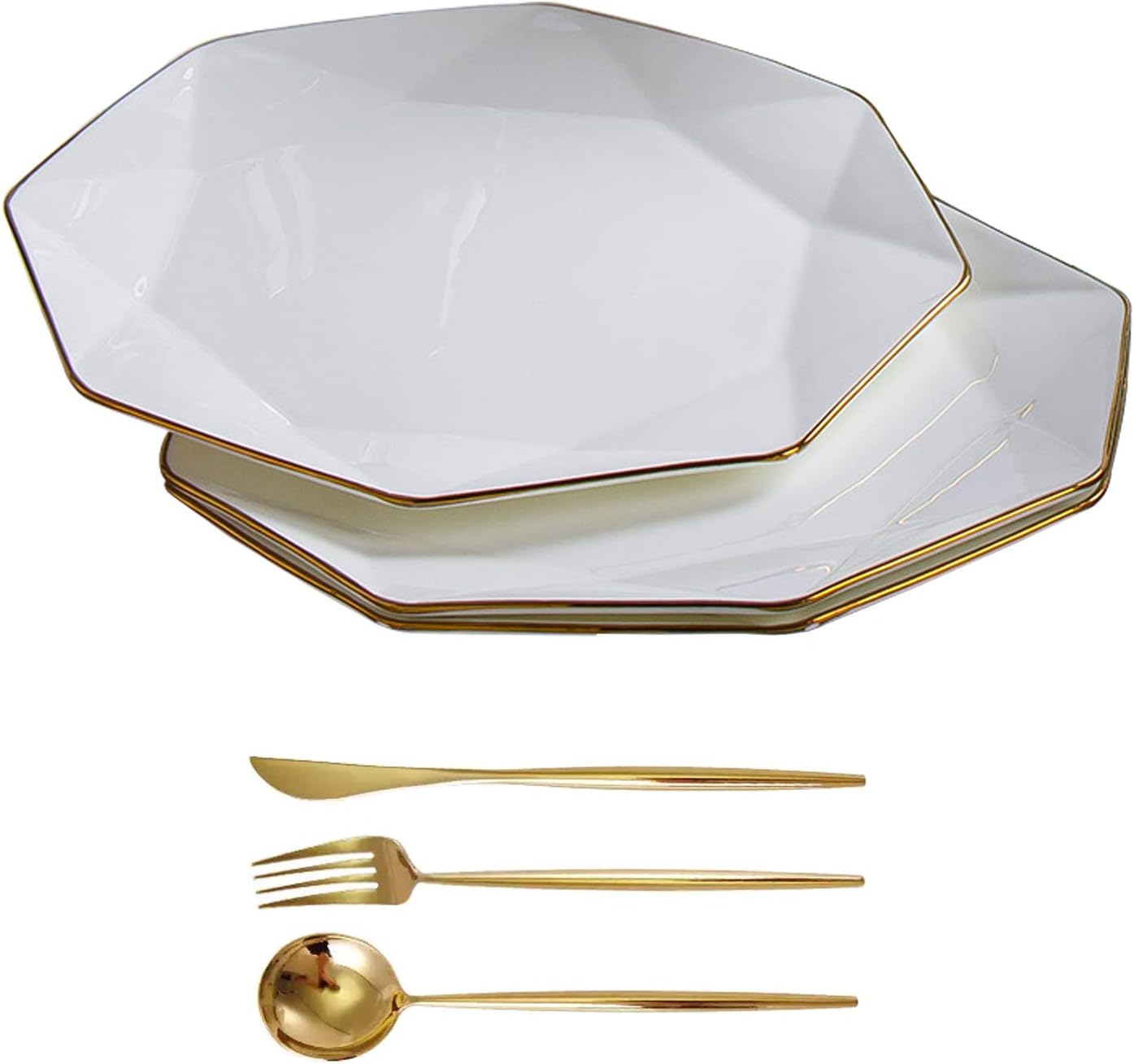 Amazon.com | Dinner Plates -White Porcelain,Sets Plates 2pcs,Serving ...