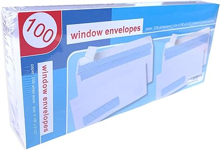 Amazon.com : 100 Count - #10 Security Business Envelopes, With Window ...