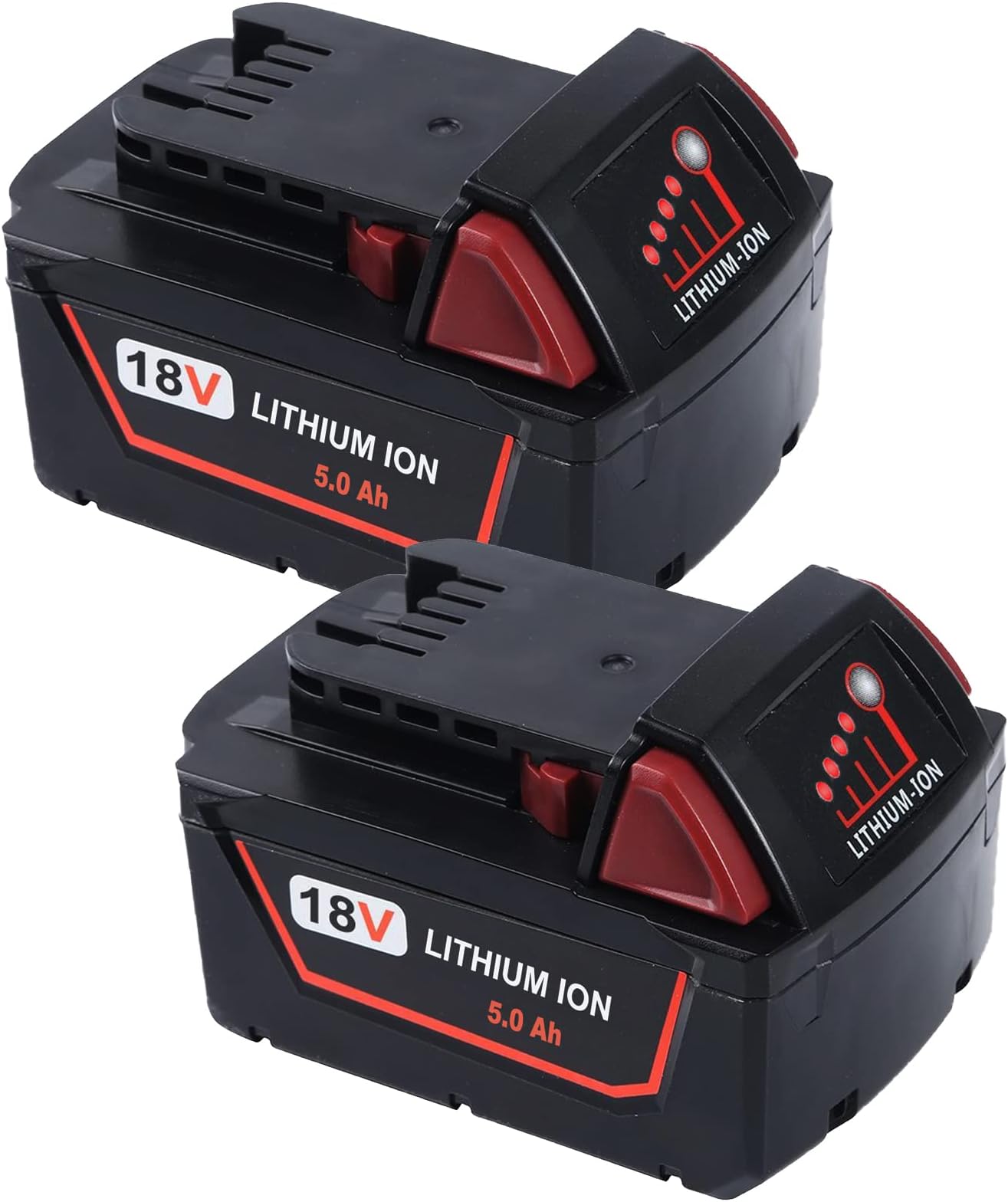 Amazon.com: 2-Pack 5.0Ah 18V Replacement M18 Batteries for Milwaukee ...