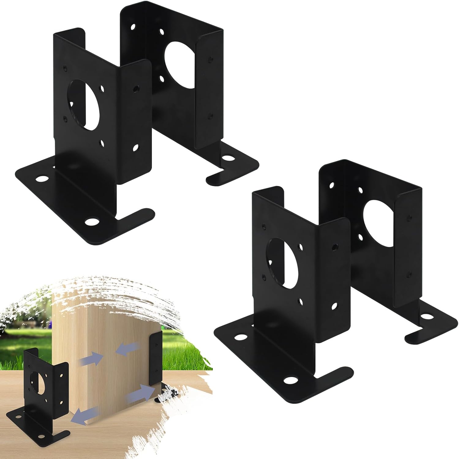 Cskunxia 4Pcs Adjustable Post Base Brackets Deck Post Anchor Base ...