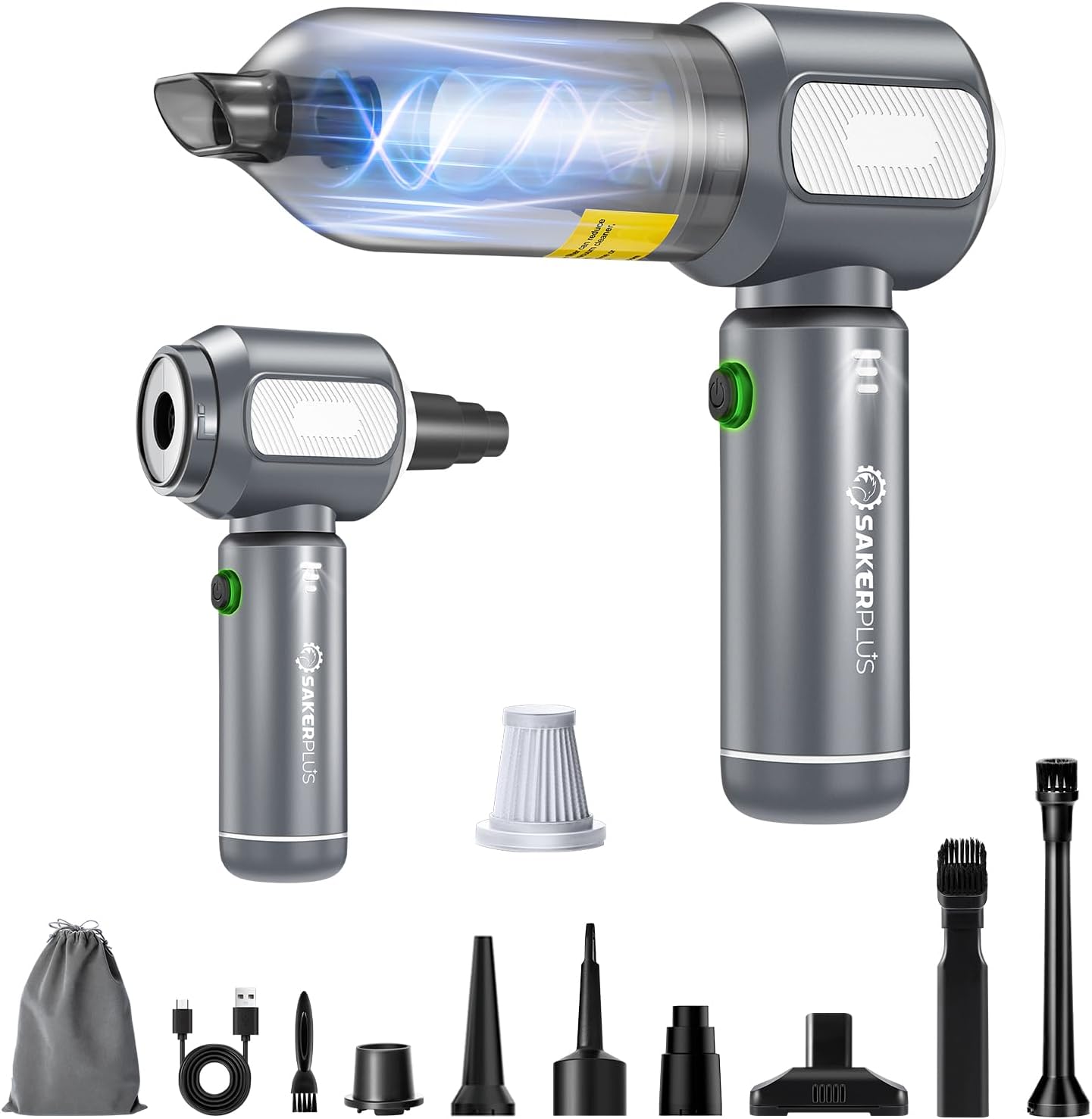 Amazon.com: Sakerplus Mini Vacuum Cleaner, Cordless Car Vacuum, 17500PA ...