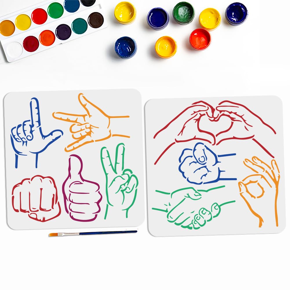 Amazon.com : MAYJOYDIY 2pcs Hand Gesture Fist Stencil 11.8×11.8inch 9 ...