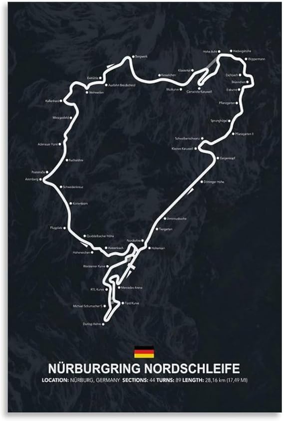 Amazon.com: Jkeyfody Track Map Posters Nurburgring Nordschleife Canvas ...