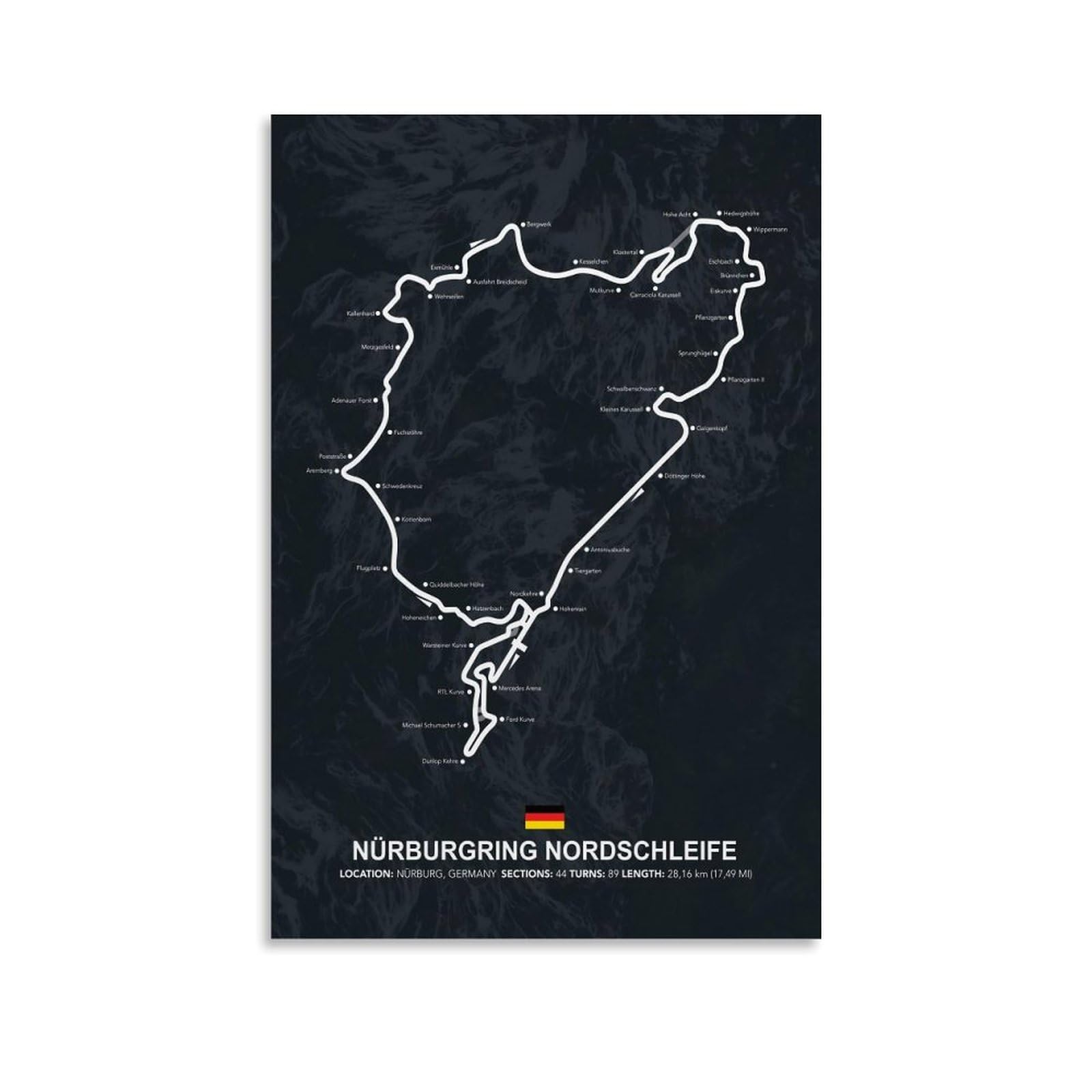 Amazon.com: Jkeyfody Track Map Posters Nurburgring Nordschleife Canvas ...