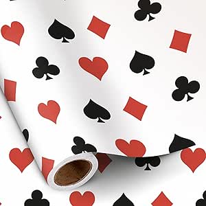 Amazon.com: RUSPEPA Poker Wrapping Paper Roll, Mini Roll, Red Black ...