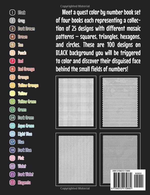 Snapklik.com : 100 QUEST Color By Number: Squares + Triangles ...