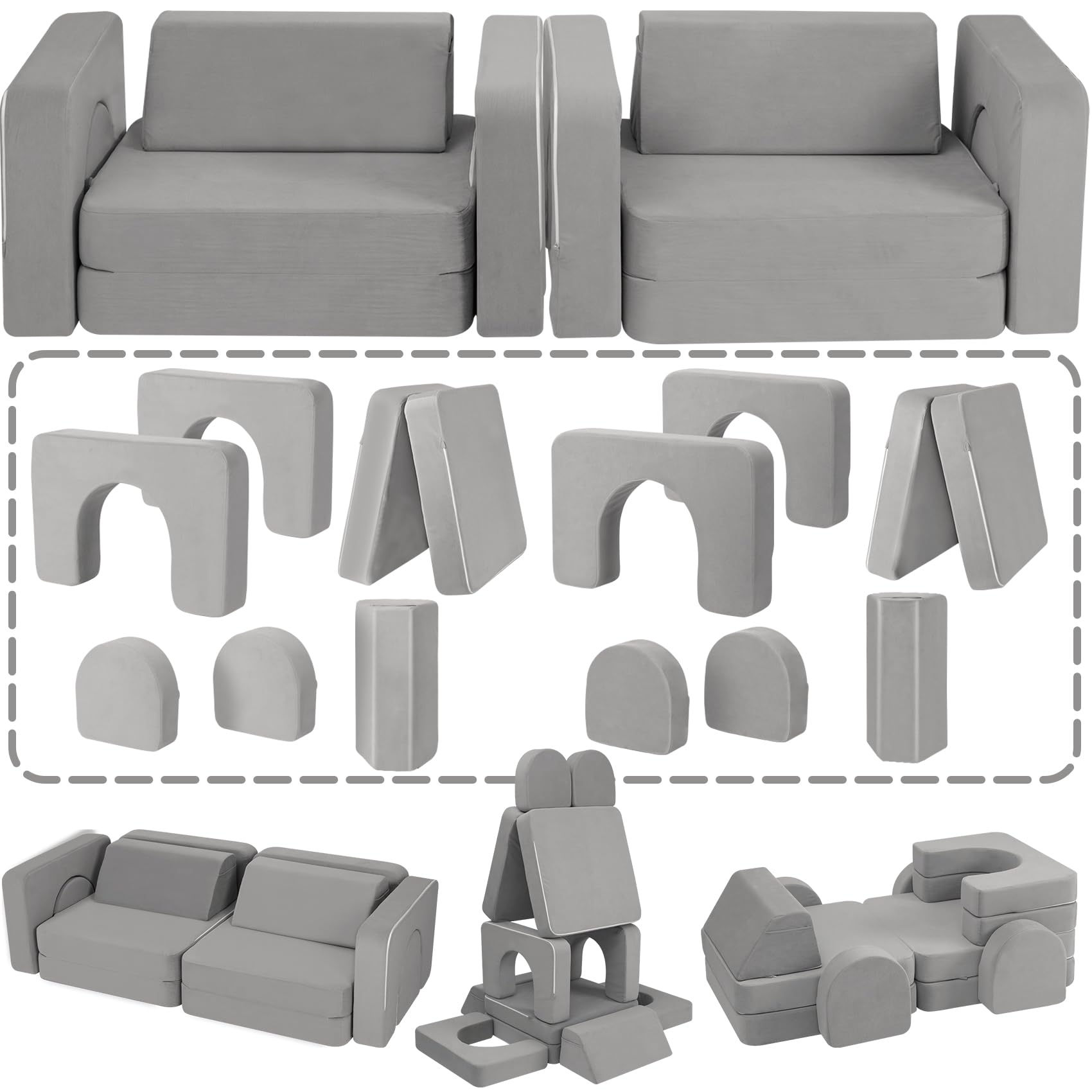 Amazon.com: CAPAKIDS Kids Couch, Large Size Modular Kids Play Couch ...